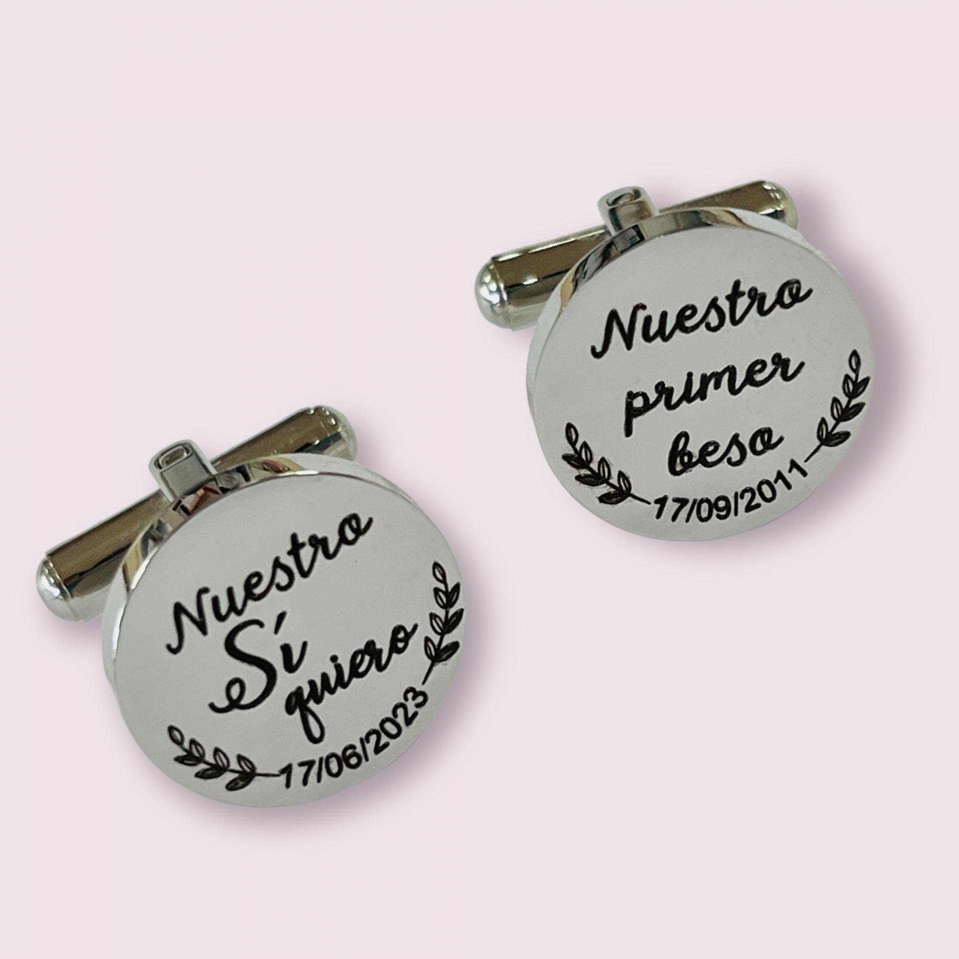 Gemelos personalizados para novio Primer beso – Al natural complementos